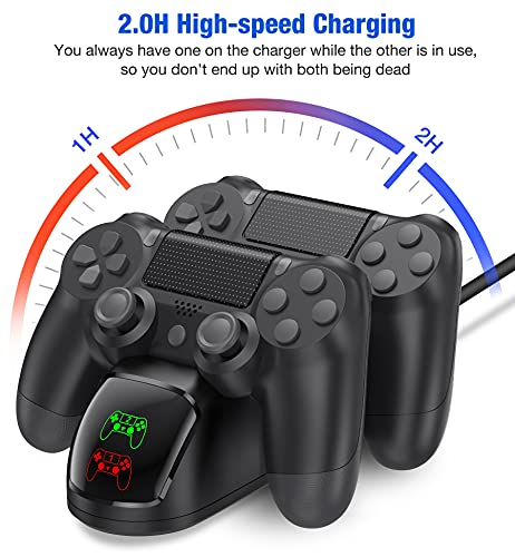 PS4 Controller Charger Dock Station, PS4 Remote Charging Station with Fast-Charging Port, Replacement for Playstation 4 Controller Charger