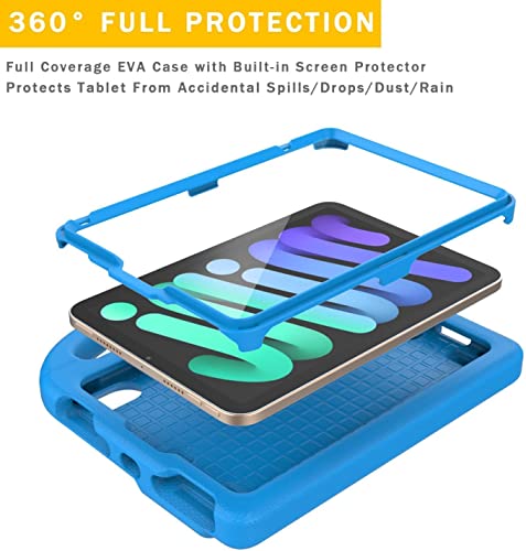 iPad Mini 6 Case for Kids (8.3-inch, 2021 Release), Lainergie Lightweight Shockproof Kid-Proof Cover Built-in Screen Protector with Handle Stand for New iPad Mini 6th Gen 8.3 Inch - Blue