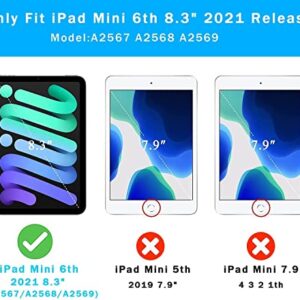 iPad Mini 6 Case for Kids (8.3-inch, 2021 Release), Lainergie Lightweight Shockproof Kid-Proof Cover Built-in Screen Protector with Handle Stand for New iPad Mini 6th Gen 8.3 Inch - Blue