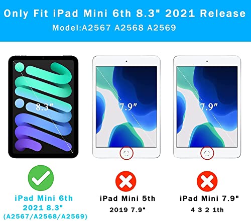 iPad Mini 6 Case for Kids (8.3-inch, 2021 Release), Lainergie Lightweight Shockproof Kid-Proof Cover Built-in Screen Protector with Handle Stand for New iPad Mini 6th Gen 8.3 Inch - Blue