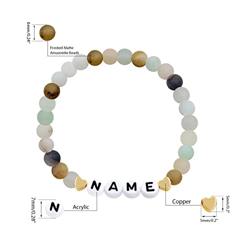 Custom Matte Amazonite Agate Stone Name Alphabet Bracelets Customized Name Letters Numbers Bracelets for Women Men Y1614