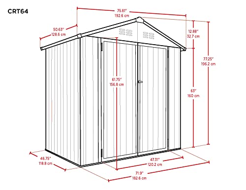 Cover-It 6x4 Metal Outdoor Galvanized Steel Storage Shed with Swinging Double Lockable Doors for Backyard or Patio Storage of Bikes, Grills, Supplies, Tools, Toys, for Lawn, Garden, and Camping, Tan