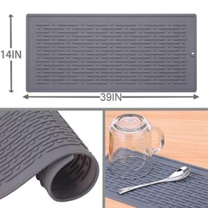 RECER Silicone Dish Drying Mat, Heat-resistant Drying Mat for Kitchen Counter, Easy to Drain and Clean, ,Eco-friendly, Non-Slip, Counter, Sink, or Bar