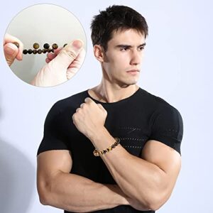 Svovin 12 Pcs 8mm Gemstones Beaded Bracelets for Men Women Stone Bead Healing Stretch Round Bead Crystal Semi-Precious Bracelets Unisex