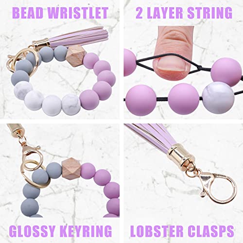 CHPITOS Safety Keychain Full Set for Women, 9PCS Portable Wristlet Key Chain with Personal Alarm for Kids Silicone Car Key Ring Bracelet Keychain