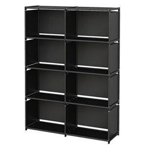 MOYIPIN Bookshelves, Assembled Storage Rack, Bedroom Living Room Vertical Cabinet Bookshelf, Double Row 8-Grid Multi-Functional Storage Equipment (Black)