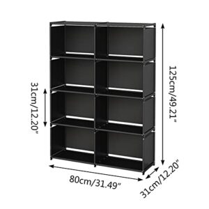 MOYIPIN Bookshelves, Assembled Storage Rack, Bedroom Living Room Vertical Cabinet Bookshelf, Double Row 8-Grid Multi-Functional Storage Equipment (Black)