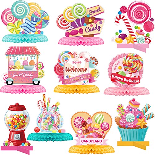 10 Pieces Candyland Party Decorations Candyland Table Centerpieces Candyland Table Decorations Candyland Honeycomb Centerpieces Candyland Decorations for Birthday Baby Shower Sweet Shop Party Supplies