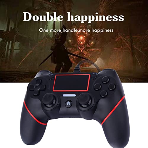 Wintek Inone PS-4 Wired Controller for PS-4/Pro/Slim/PC/Laptop, USB Plug Gamepad Joystick with Dual Vibration and Anti-Slip Grip, Professional USB PS-4 Wired Gamepad（Black & Red）