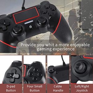 Wintek Inone PS-4 Wired Controller for PS-4/Pro/Slim/PC/Laptop, USB Plug Gamepad Joystick with Dual Vibration and Anti-Slip Grip, Professional USB PS-4 Wired Gamepad（Black & Red）