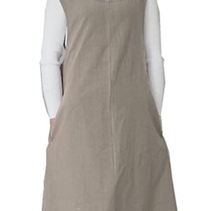 AOBBYBBS Cotton Linen Apron Halter CrossBack Bandage Aprons Japanese Style X Shape Pocket (Khaki)