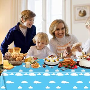 3 Pack Blue Sky White Clouds Party Tablecloth Cartoon Story Birthday Party Supplies 54 x 108 Inch for Boy Girl Kids Baby Shower Birthday Party Supplies