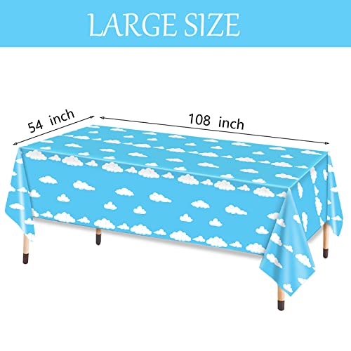 3 Pack Blue Sky White Clouds Party Tablecloth Cartoon Story Birthday Party Supplies 54 x 108 Inch for Boy Girl Kids Baby Shower Birthday Party Supplies