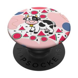 baby pink watermelon cow aesthetic pattern kawaii popsockets standard popgrip