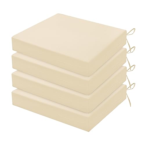 LOVTEX Outdoor Chair Cushions 18.5"x16"x3" Pack of 4, Patio Cushions for Outdoor Furniture, Water Resistant Square Corner Seat Cushions, Beige