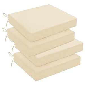 LOVTEX Outdoor Chair Cushions 18.5"x16"x3" Pack of 4, Patio Cushions for Outdoor Furniture, Water Resistant Square Corner Seat Cushions, Beige