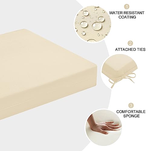 LOVTEX Outdoor Chair Cushions 18.5"x16"x3" Pack of 4, Patio Cushions for Outdoor Furniture, Water Resistant Square Corner Seat Cushions, Beige