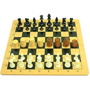 lyun chess board 2 in 1 chess set with wood chess board，travel chess set 13" x 13" roll-up chess board chess board set for beginner kids chess set (color : chess set 2 in1)