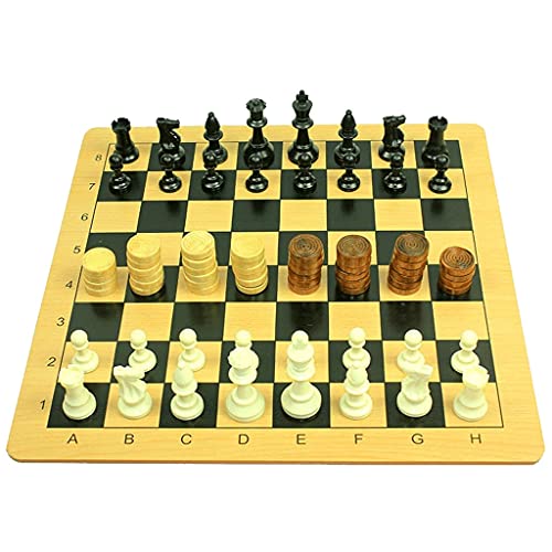 LYUN Chess Board 2 in 1 Chess Set with Wood Chess Board，Travel Chess Set 13" X 13" Roll-up Chess Board Chess Board Set for Beginner Kids Chess Set (Color : Chess Set 2 in1)