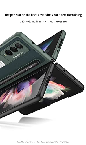 EAXER Compatible with Samsung Galaxy Z Fold 3 5G 2021 case with S Pen Holder Hard PC Bracket Kickstand Luxury Phone Case Cover for Samsung Galaxy Z Fold 3 Green