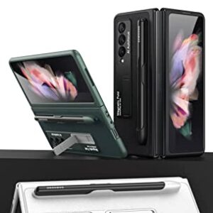 EAXER Compatible with Samsung Galaxy Z Fold 3 5G 2021 case with S Pen Holder Hard PC Bracket Kickstand Luxury Phone Case Cover for Samsung Galaxy Z Fold 3 Green