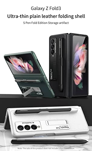 EAXER Compatible with Samsung Galaxy Z Fold 3 5G 2021 case with S Pen Holder Hard PC Bracket Kickstand Luxury Phone Case Cover for Samsung Galaxy Z Fold 3 Green