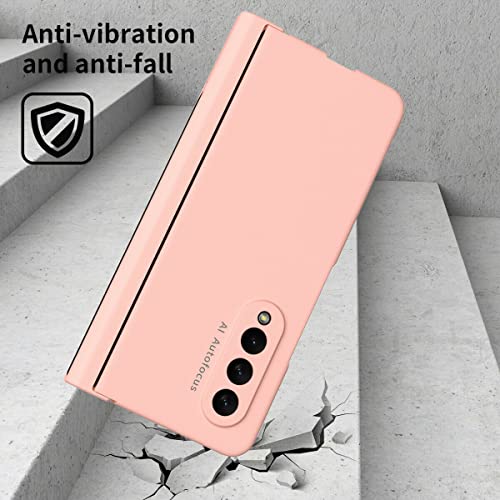 EAXER for Samsung Galaxy Z Fold 3 PC Case with Ultra-Thin Pen Slot, Hard PC Back Anti-Slip with Built-in Screen Protector Durable Slim Full Body Protective Case for Z Fold 3 5G Pink