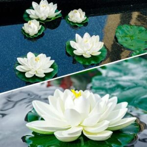 WhistenFla Artificial Floating Lotus Flower 12 Pcs, 4 Inch Small Fake Lily Pads for Pond Artificial Floating Foam Lotus Flowers for Wedding Floating Pool Pond Decoration