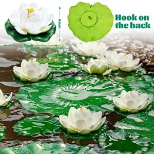 WhistenFla Artificial Floating Lotus Flower 12 Pcs, 4 Inch Small Fake Lily Pads for Pond Artificial Floating Foam Lotus Flowers for Wedding Floating Pool Pond Decoration