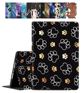 ipad mini 6 case, ipad mini 2021 6th generation case auto sleep/wake multi-angle stand for ipad mini 6th gen 8.3 inch , cute dog paw prints gold white