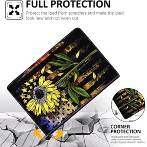 iPad Mini 6 Case, iPad Mini 2021 6th Generation Case Auto Sleep/Wake Multi-Angle Stand for iPad Mini 6th Gen 8.3 Inch , America Flag Sunflower