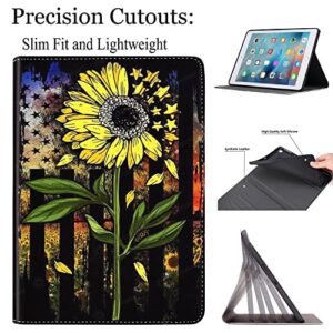 iPad Mini 6 Case, iPad Mini 2021 6th Generation Case Auto Sleep/Wake Multi-Angle Stand for iPad Mini 6th Gen 8.3 Inch , America Flag Sunflower