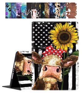 ipad mini 6 case, ipad mini 2021 6th generation case auto sleep/wake multi-angle stand for ipad mini 6th gen 8.3 inch , american flag sunflower heifer