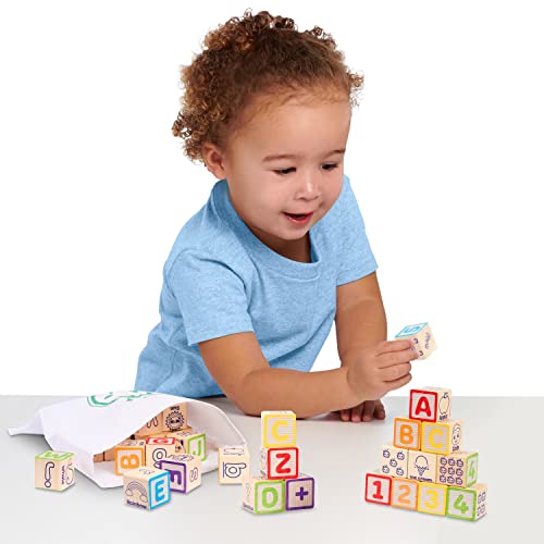 CoComelon 51-piece Classic ABC Wooden Block Set, Preschool Building Toys, Learning and Education, Officially Licensed Kids Toys for Ages 18 Month, Gifts and Presents, Amazon Exclusive