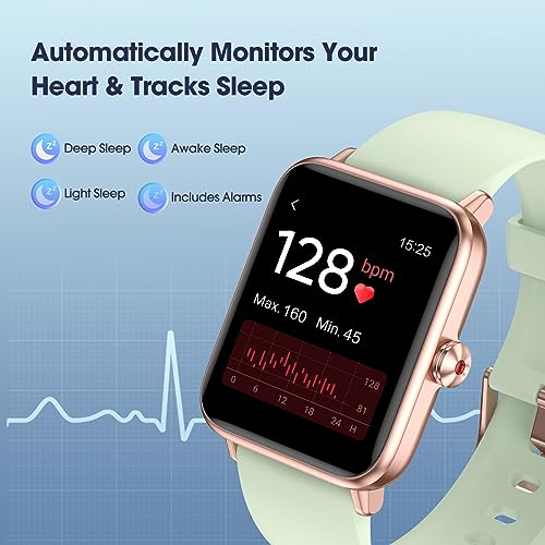 LIVIKEY Smart Watch, Fitness Tracker with Heart Rate Monitor, Blood Oxygen, Sleep Tracking, 41mm Smartwatch 5ATM Waterproof with Pedometer for Women Men Compatible with Android iPhone iOS