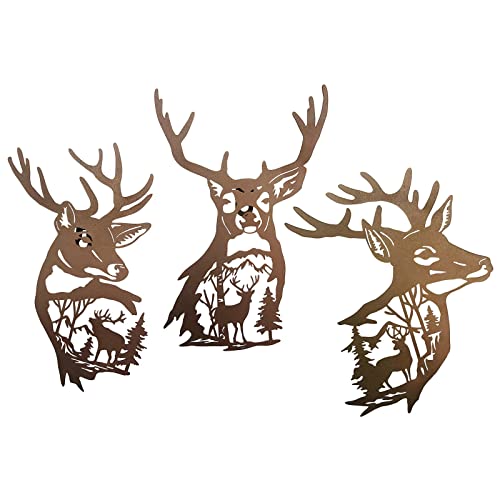 wotieuns Metal Deer Wall Decoration, Wall Art, Rural Forest Hunting, Cabin Decoration Hanging, Laser Cutting Metal Silhouette, Suitable for Door Wall Decoration Living Room, Dining Room and Bedroom