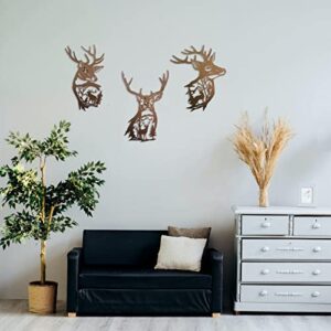 wotieuns Metal Deer Wall Decoration, Wall Art, Rural Forest Hunting, Cabin Decoration Hanging, Laser Cutting Metal Silhouette, Suitable for Door Wall Decoration Living Room, Dining Room and Bedroom