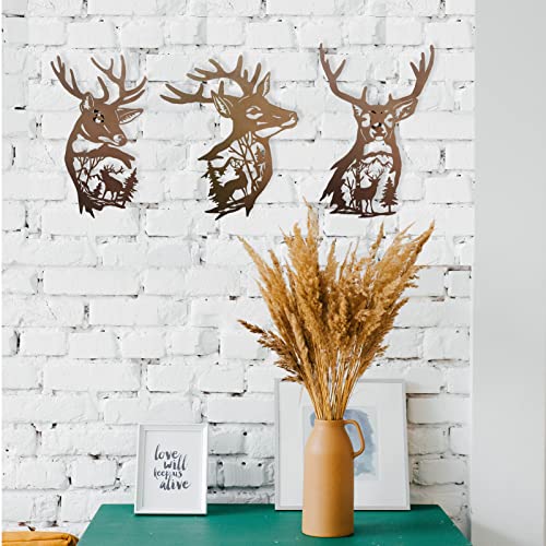 wotieuns Metal Deer Wall Decoration, Wall Art, Rural Forest Hunting, Cabin Decoration Hanging, Laser Cutting Metal Silhouette, Suitable for Door Wall Decoration Living Room, Dining Room and Bedroom