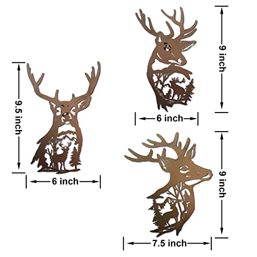 wotieuns Metal Deer Wall Decoration, Wall Art, Rural Forest Hunting, Cabin Decoration Hanging, Laser Cutting Metal Silhouette, Suitable for Door Wall Decoration Living Room, Dining Room and Bedroom