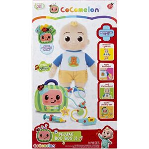 CoComelon Boo Boo JJ Deluxe Feature Plush - Includes Doctor Checkup Bag, Bandages, and Accessories to Care for JJ - 9 Total Accessories - Amazon Exclusive