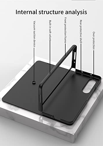 SHIEID Samsung Z Fold 3 Case Leather Cover, Galaxy Fold 3 Case with S Pen Holder Protector Cover 9H Tempered Glass Phone Case Compatible with Samsung Galaxy Z Fold 3 5G 2021, Limited Gray