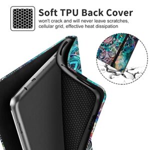 VORI Case for All-New Amazon Fire HD 10 Tablet (11th Generation 2021 Release) and Fire HD 10 Plus, Folding Stand TPU Cover with Auto Wake/Sleep & Hand Strap for Fire 10.1 Inch 2021, Mandala Galaxy