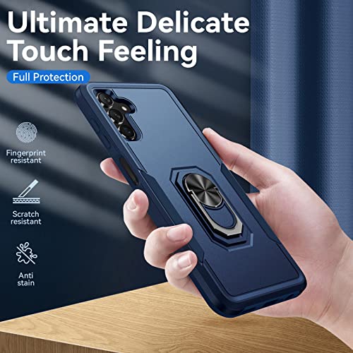 QRemix Designed for Samsung A13 5G Case with Ring and Stand Military Grade Drop Proof 360 Rotation Ring Kickstand Case for Samsung Galaxy A13 5G with Magnetic Compatible with Car Mount (Navy Blue)