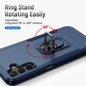 QRemix Designed for Samsung A13 5G Case with Ring and Stand Military Grade Drop Proof 360 Rotation Ring Kickstand Case for Samsung Galaxy A13 5G with Magnetic Compatible with Car Mount (Navy Blue)