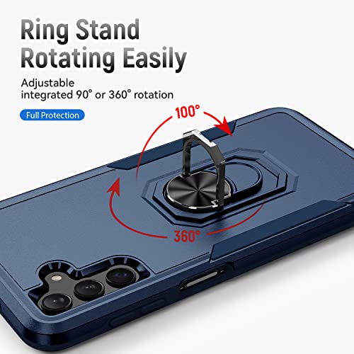 QRemix Designed for Samsung A13 5G Case with Ring and Stand Military Grade Drop Proof 360 Rotation Ring Kickstand Case for Samsung Galaxy A13 5G with Magnetic Compatible with Car Mount (Navy Blue)