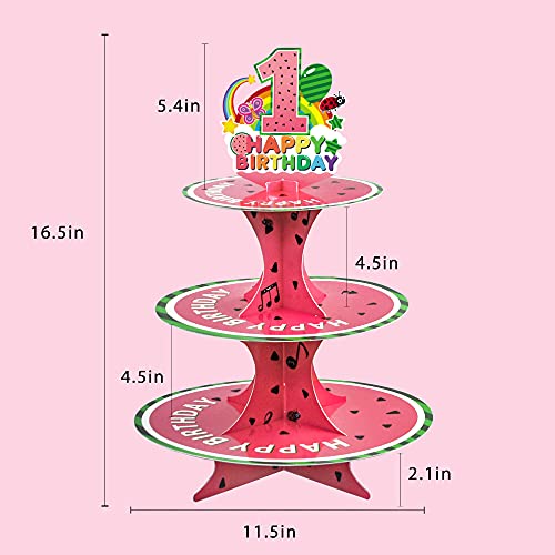 Watermelon Party Supplies Cupcake Stand, 1st First Coco Party Favors Cake Stand for Kids Birthday Party Decorations, Kid's Melon Birthday Baby Shower Party Supplies