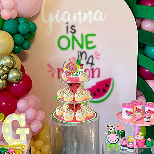 Watermelon Party Supplies Cupcake Stand, 1st First Coco Party Favors Cake Stand for Kids Birthday Party Decorations, Kid's Melon Birthday Baby Shower Party Supplies