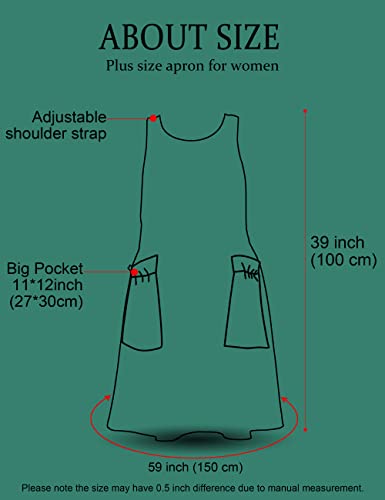 APRONNER Big Plus Size Aprons for Women with Pockets Cotton Linen Baking Kitchen Cooking Rose Flower