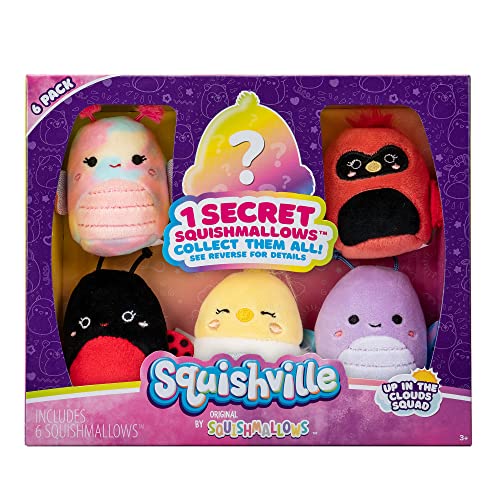 Squishville by Original Squishmallows Up in The Clouds Squad Plush - Six 2-Inch Squishmallows Plush Including Trudy, Iris, Cazlan, Charlize, and Devorah - Toys for Kids