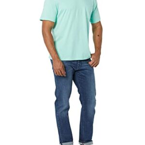 Amazon Essentials Men's Slim-Fit Short-Sleeve Crewneck Pocket T-Shirt, Pack of 2, White/Aqua Blue, Large